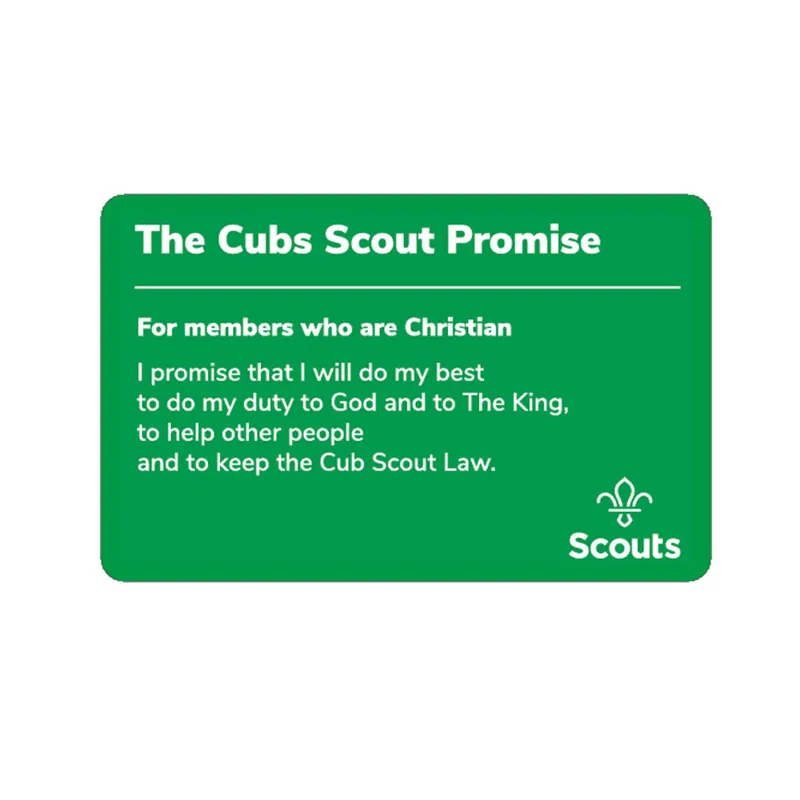 Cub Scouts Promise Card - Christian